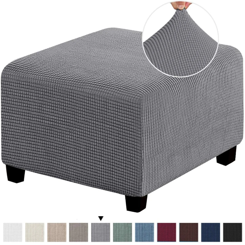 3 Sizes Square Jacquard Durable Customized Stretch Footrest Ottoman ...