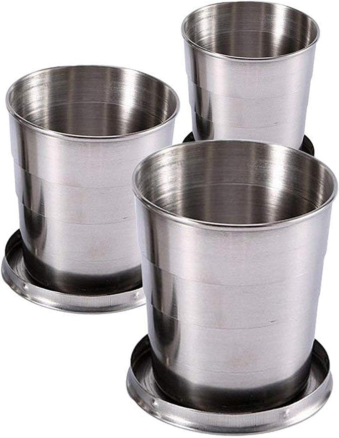3 Sizes Stainless Steel Collapsible Cups with Lids & Keychains ...