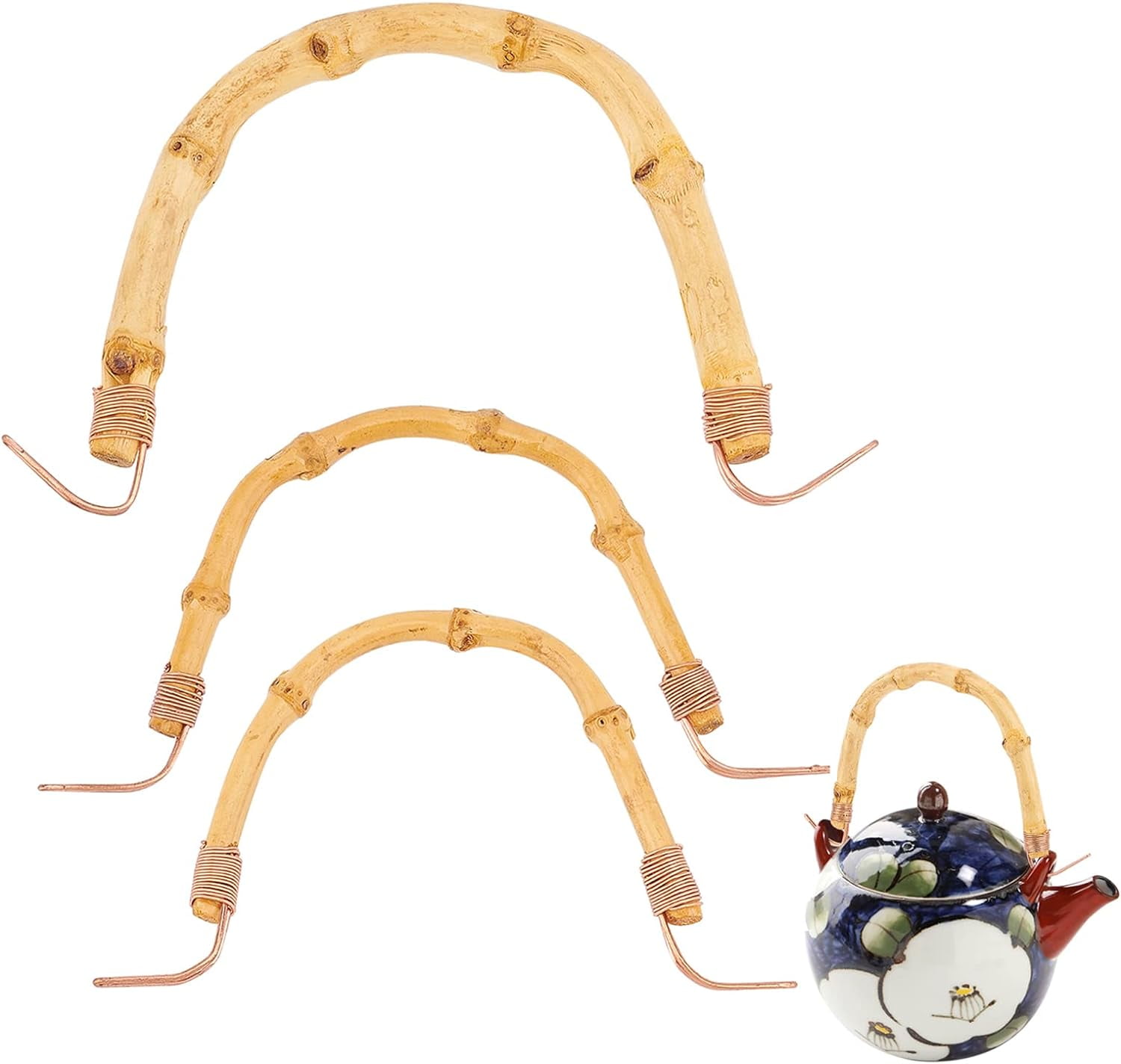3 Sizes Teapot Handle Replacement Bamboo U-Shape Handle Pottery Tea ...