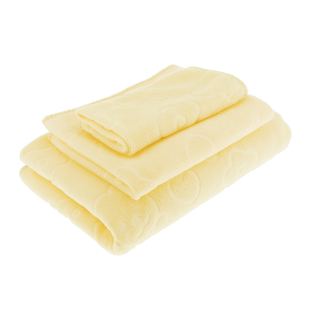 Walmart Premium 3-Piece Microfiber Towel Set - Light Yellow Bath, Hand ...