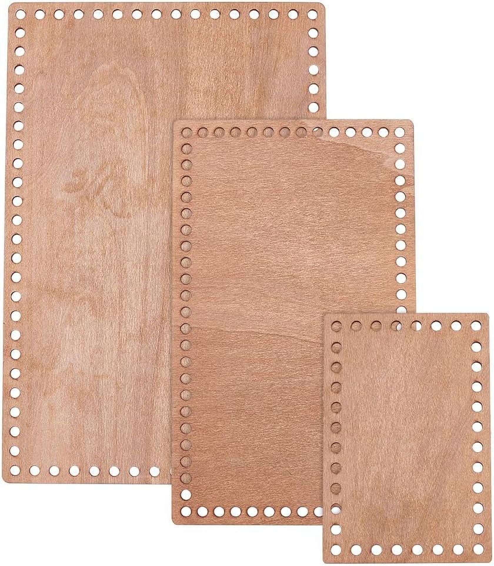 3 Sizes Wooden Basket Bases Rectangular Coffee Blank Crochet Basket ...