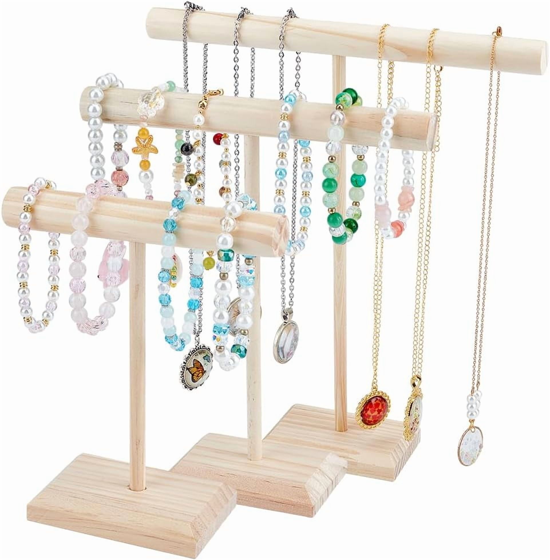 3 Sizes Wooden Bracelet Display Stands T-bar Jewelry Holder Necklace ...