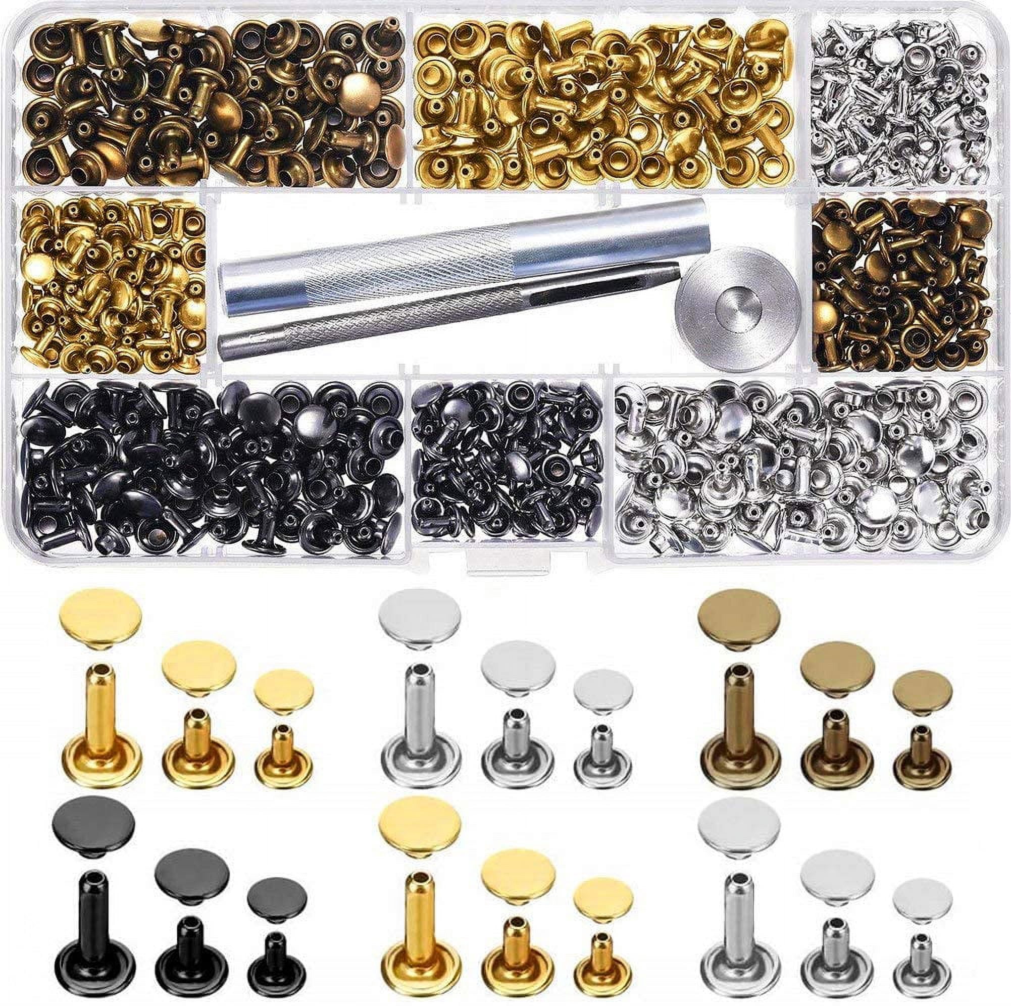 3 Sizes of Double-Cap Rivet Sets for Leather Craft, Tubular Metal ...