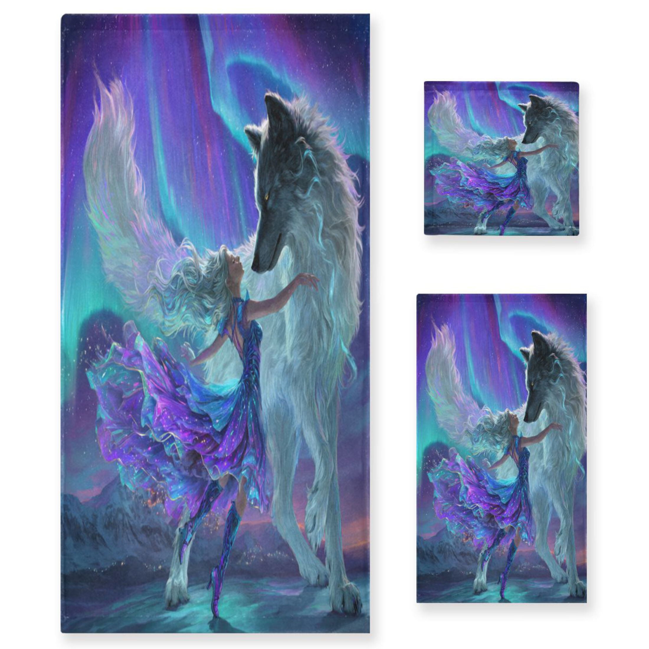 3 Sizes of Towel Sets Including Bath Towel Hand Towel and Washcloth for Daily Use Dances with ...