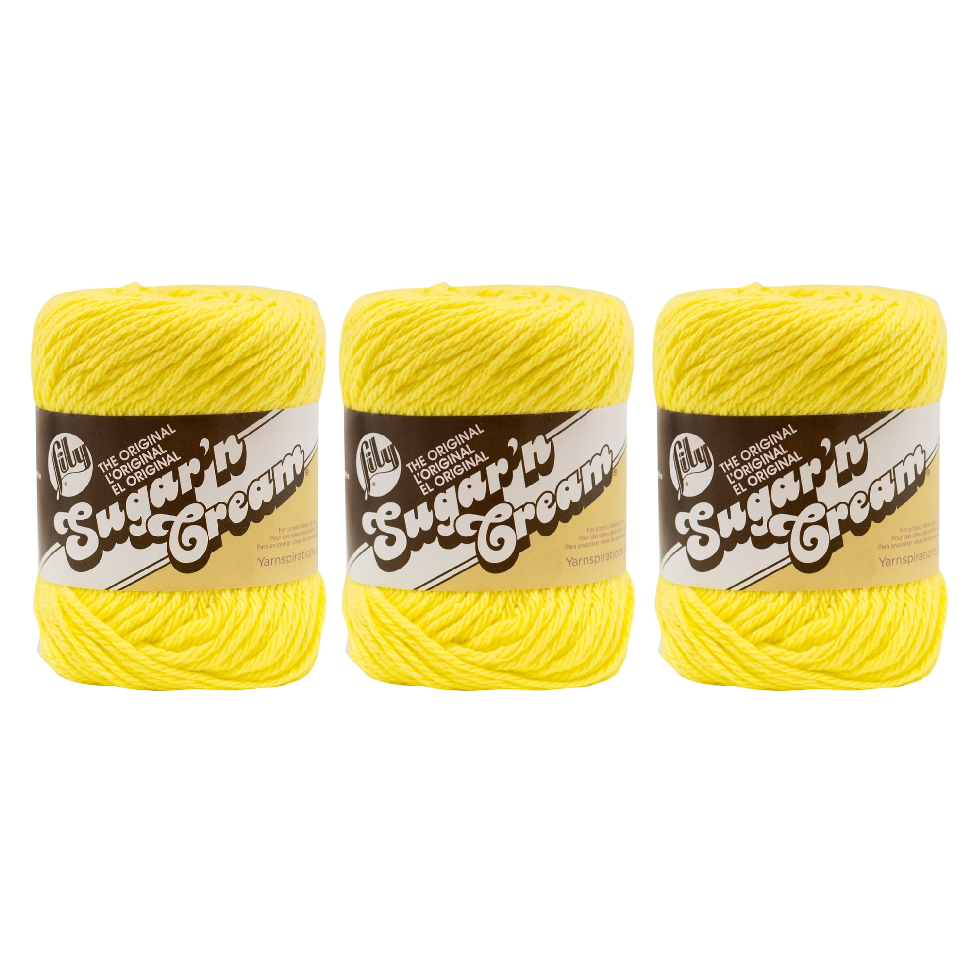 Lily Sugar'N Cream 100% Cotton Yarn, 3 Skeins, Medium Gauge 4, Sunshine ...