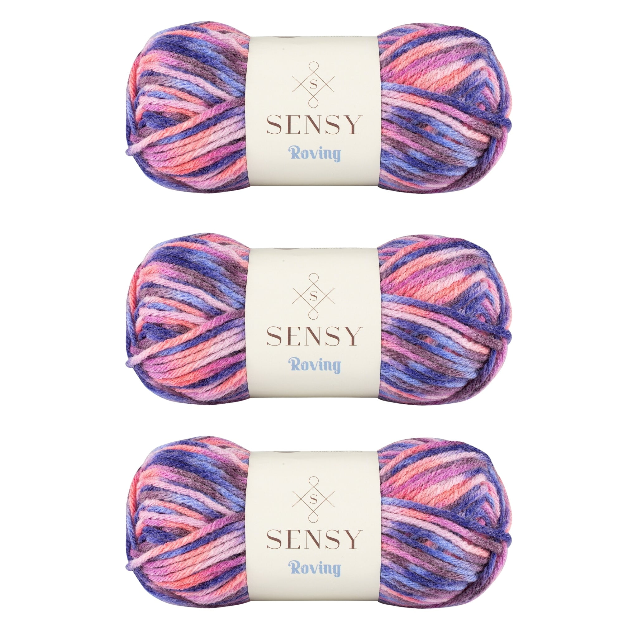 3 Skeins of Sensy Roving Multi Color Yarn, 3.5 oz, 132 Yards, Gauge 5 ...