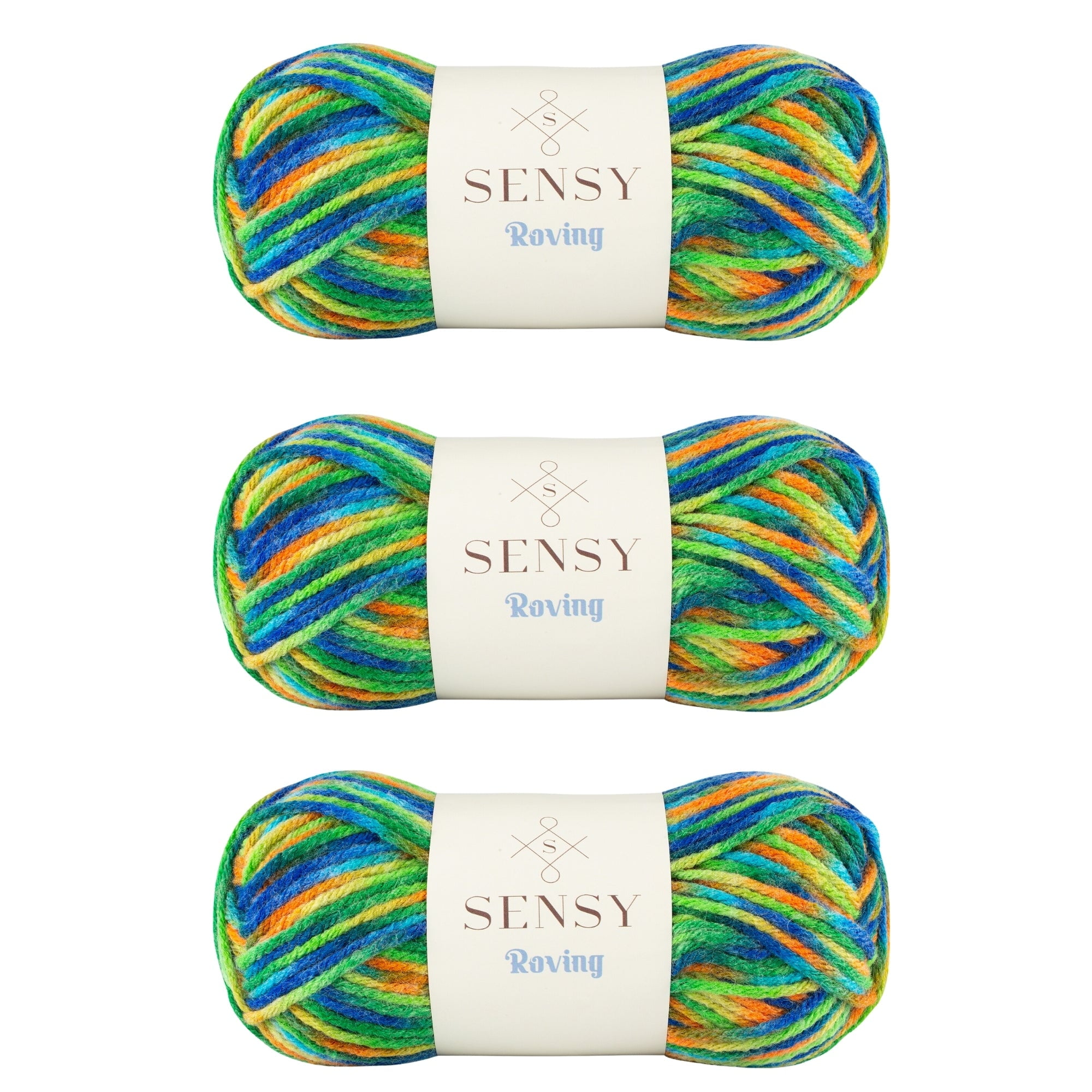 3 Skeins of Sensy Roving Multi Color Yarn, 3.5 oz, 132 Yards, Gauge 5 ...