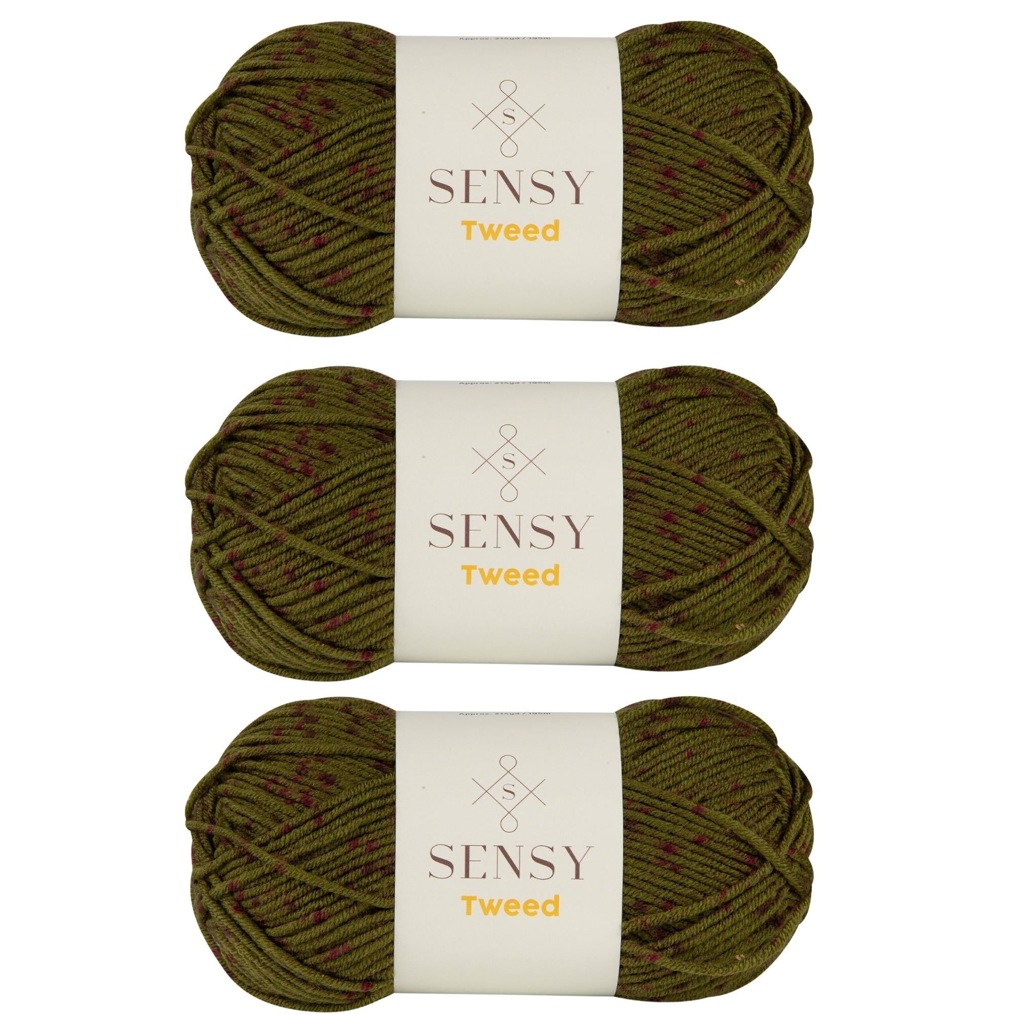3 Skeins of Sensy Tweed Yarn, 3.5 oz, 214 Yards, Gauge 4 Medium (Forest ...
