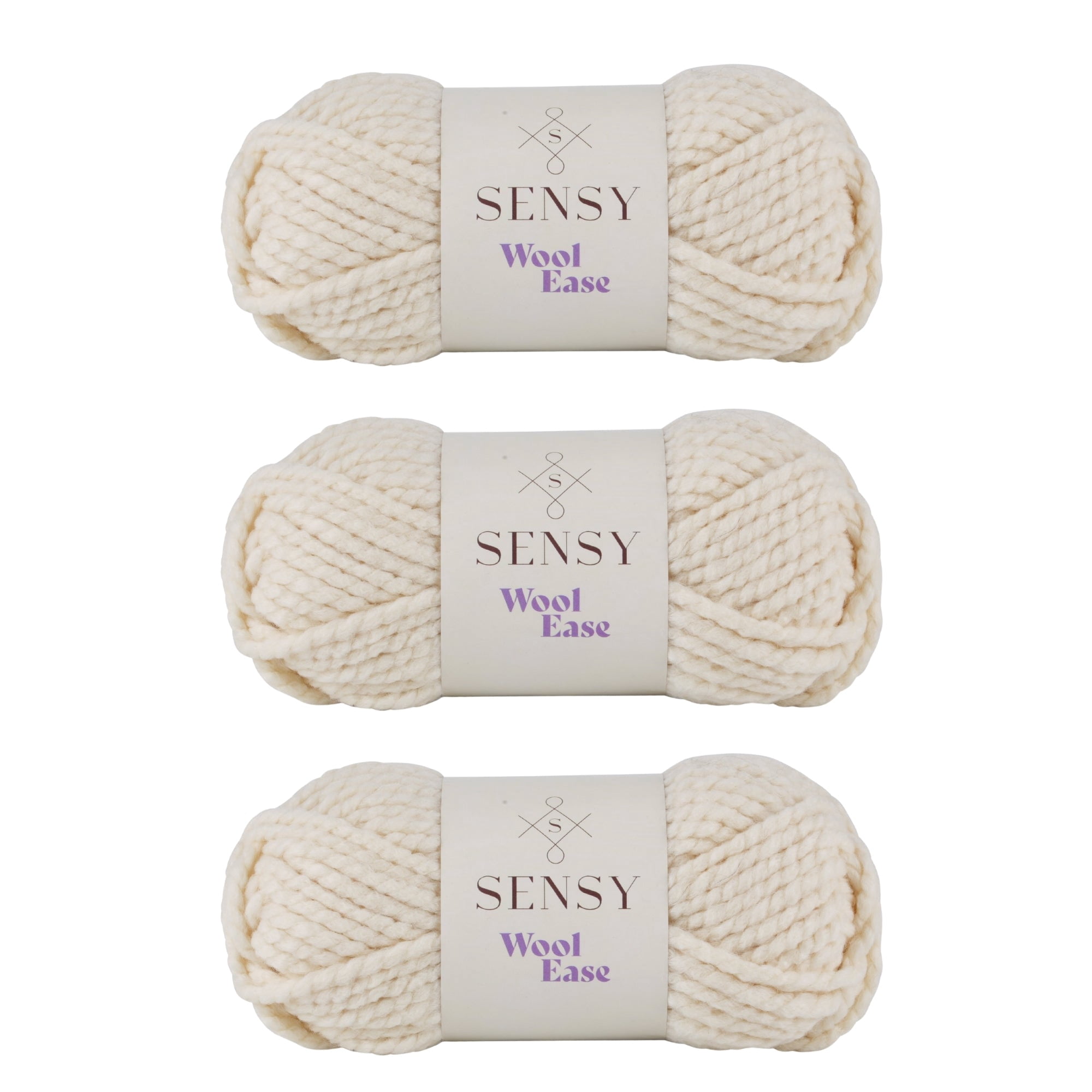 3 Skeins of Sensy Wool Ease Yarn, 3.5 oz, 66 Yards, Gauge 6 Super Bulky ...