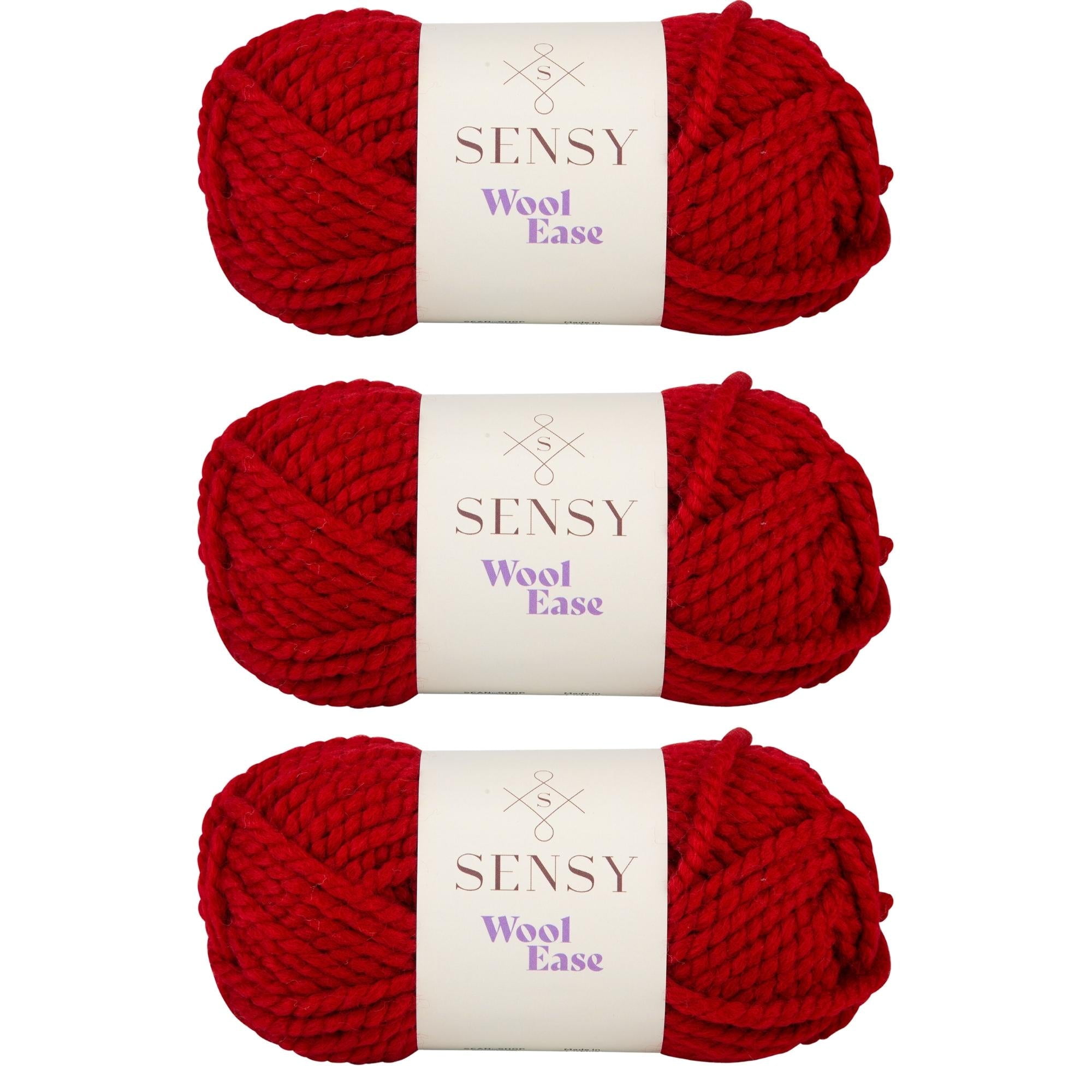 3 Skeins of Sensy Wool Ease Yarn, 3.5 oz, 66 Yards, Gauge 6 Super Bulky ...