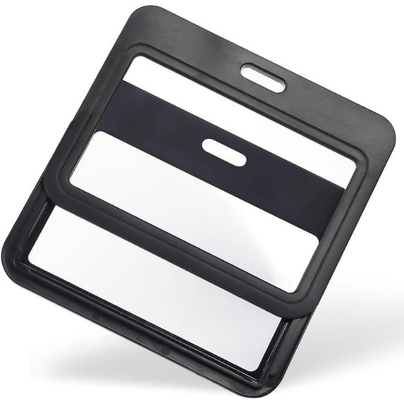 3 Sliding Badge Holder with Double-Sided Horizontal Case Black Card ...