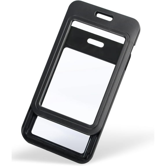 3 Sliding Badge Holder with Double-Sided Vertical Hard Case Black Card ...