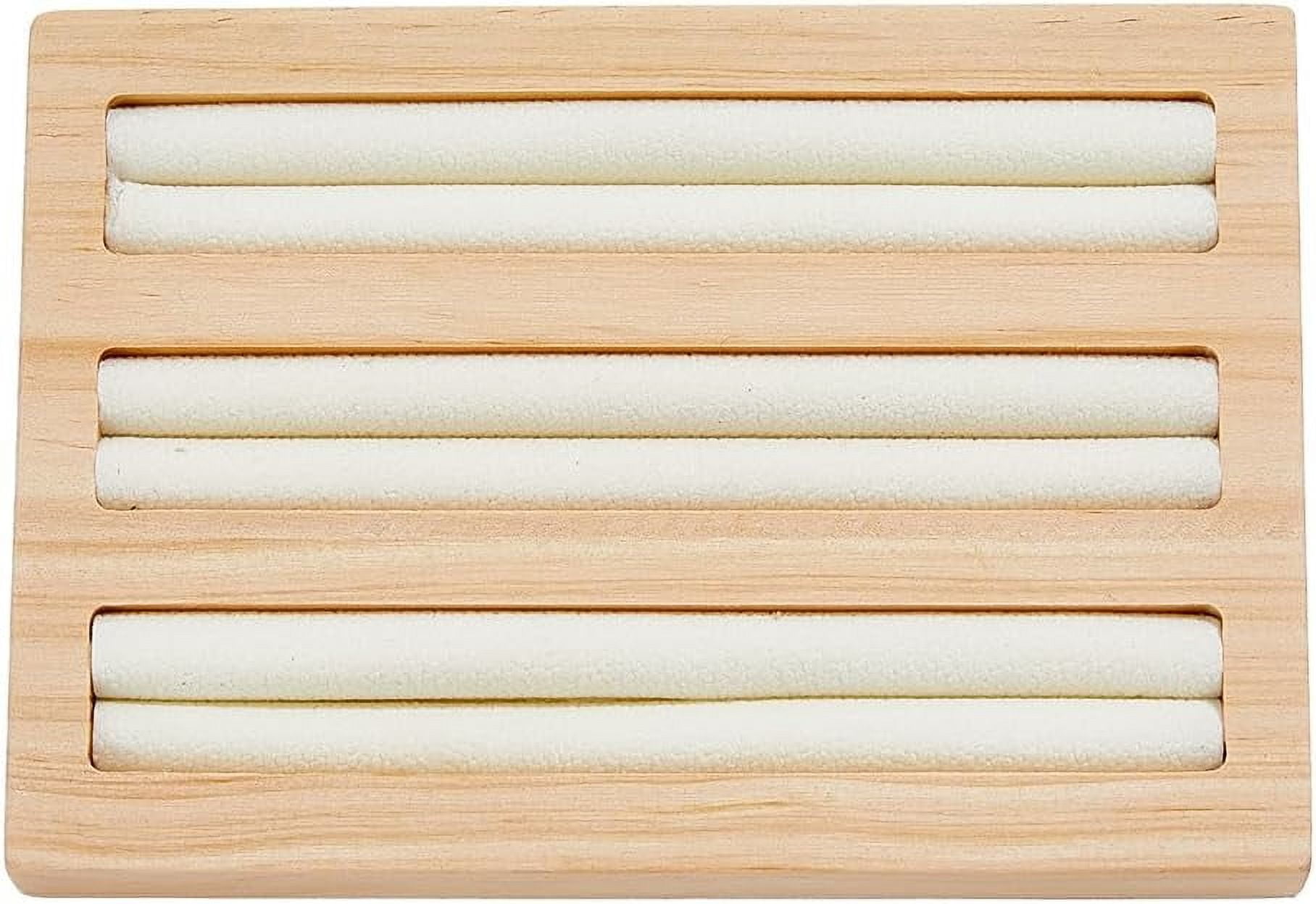 3-Slot Bamboo Ring Holder Wood Ring Displays Stand Rectangle Jewelry ...