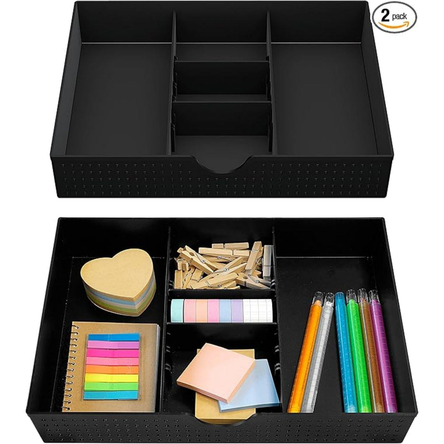 3 Slot Drawer Organizer with Two Adjustable Dividers - Junk Drawer ...