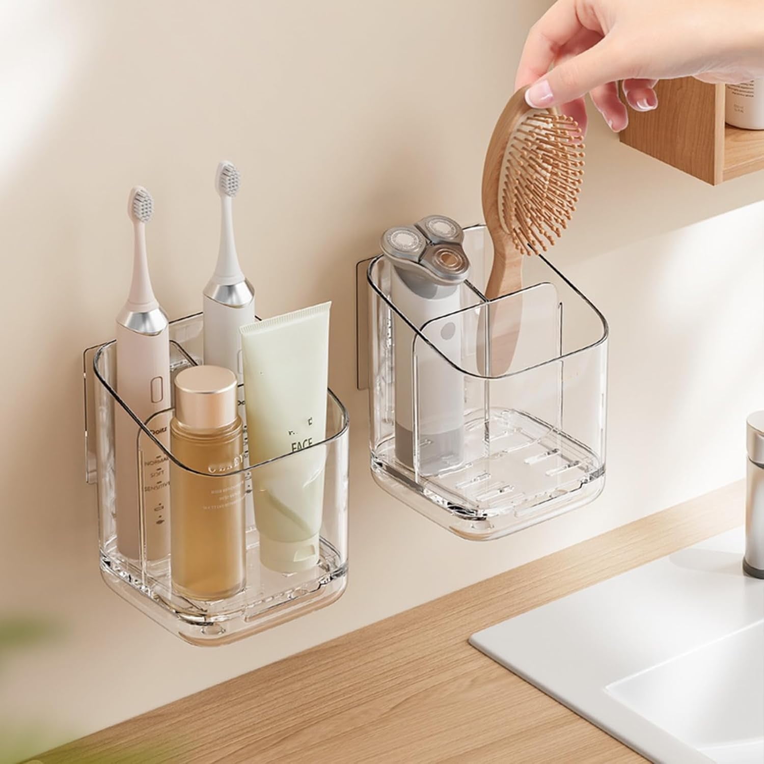 3-Slot Electric Toothbrush Holder with Drip Tray, Wall Mounted or ...