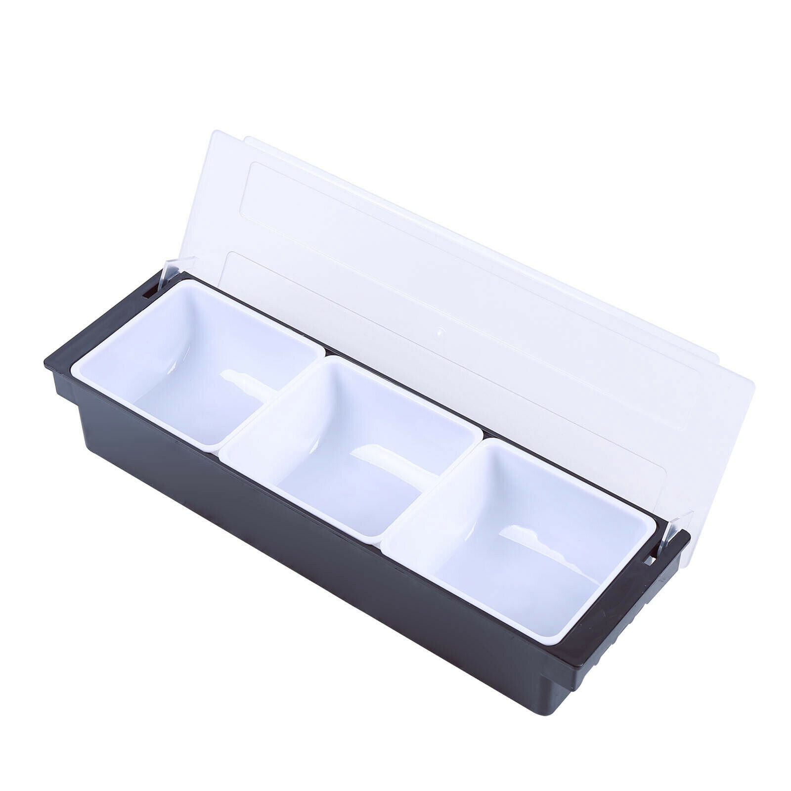 3-Slot Plastic Fruit Bento Lunch Box Condiment Server Caddy Bread Food ...