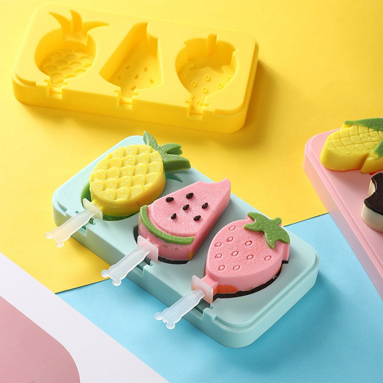 3-Slot Popsicle Tray with Lid - Non-Stick Ice Cream Mold for Yogurt and ...
