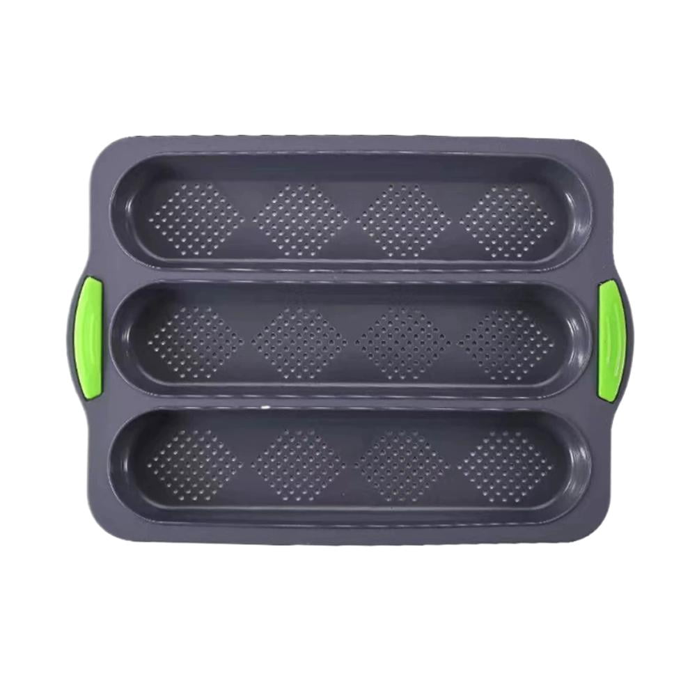 3-Slot Silicone Bread Loaf Pan with Vent Holes Non-Stick Easy Release ...