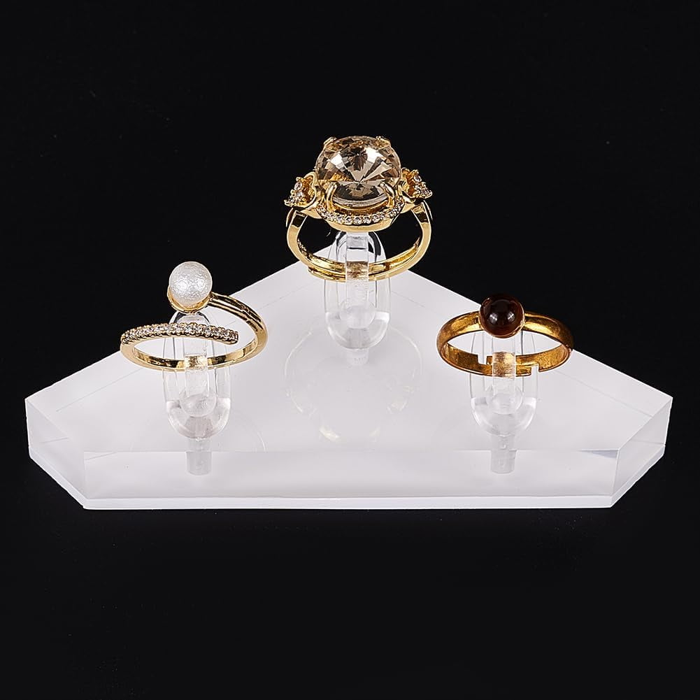3-Slot Transparent Acrylic Finger Ring Display Stands Ring Display ...