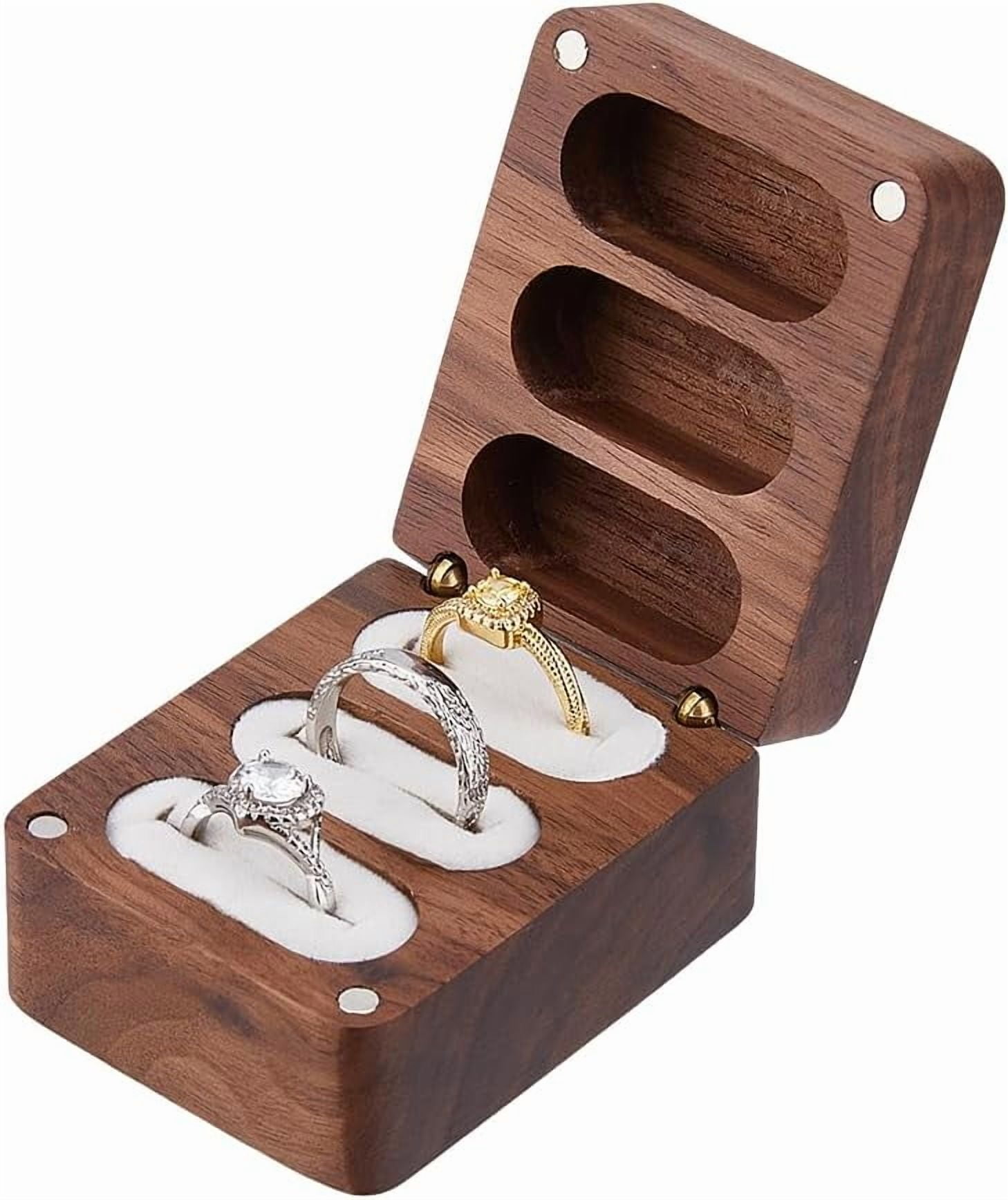 3 Slot Wood Rings Box Wedding Rings Storage Box Proposal Engagement ...