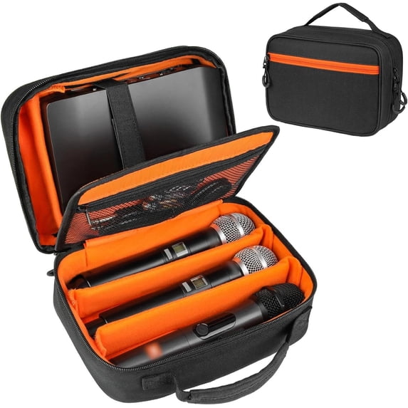 3 Slots Microphone Case for Wireless Microphones, Carrying Bag with ...