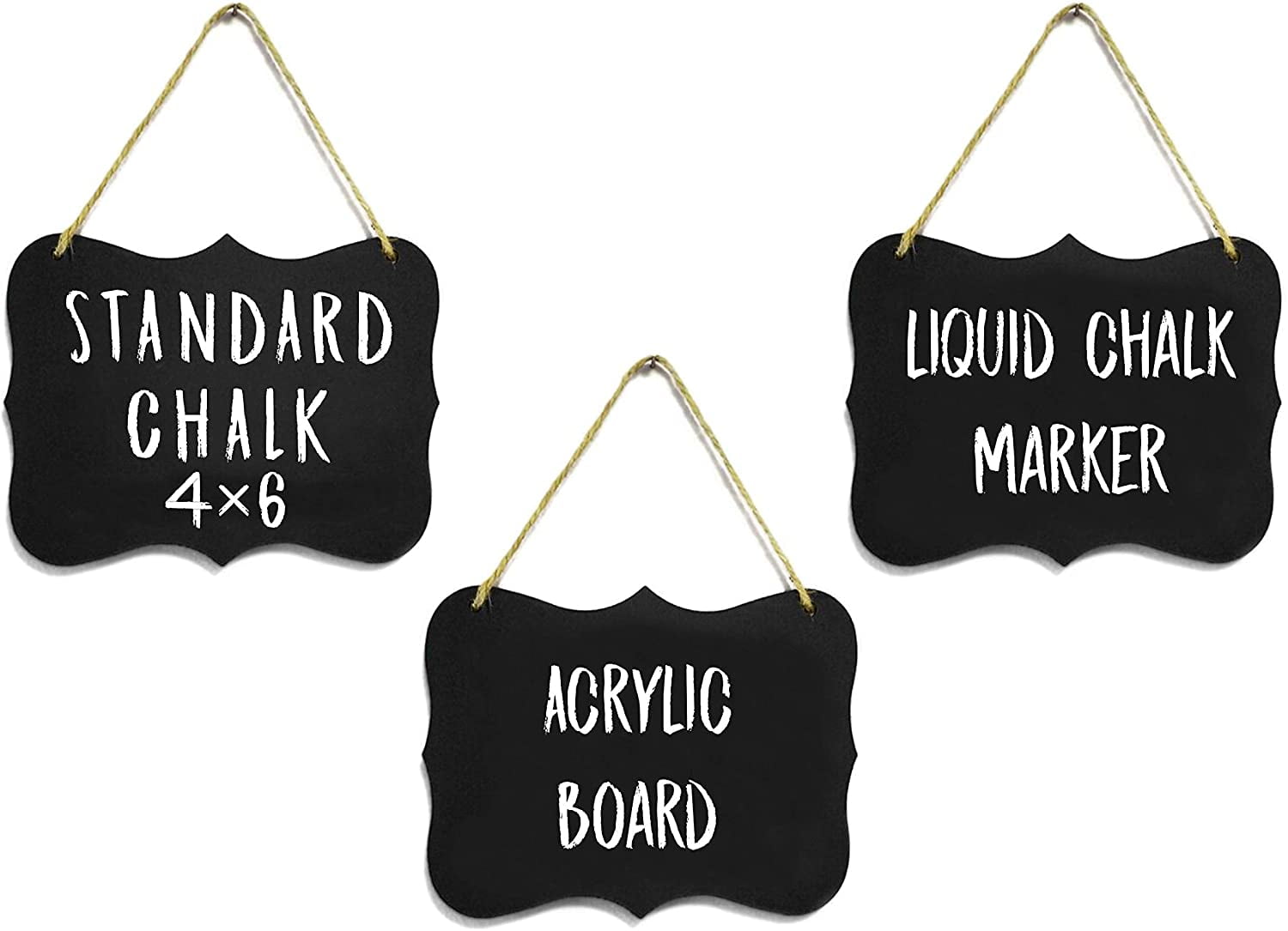 3 Small Chalkboard Hanging Signs Acrylic 4x6" - Double Sided for ...