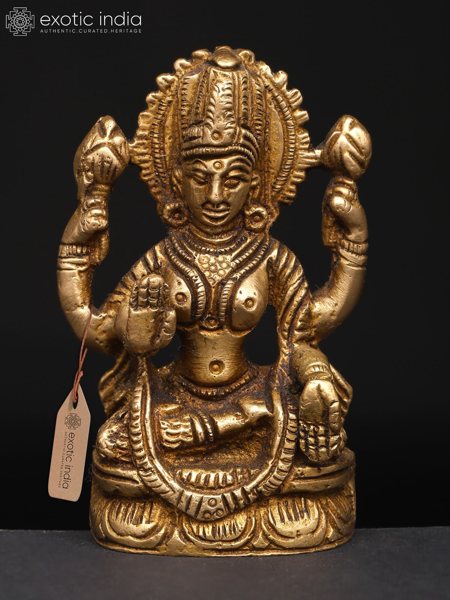 3" Small Divine Lakshmi in Seated Pose with Blessing Hand Gesture ...