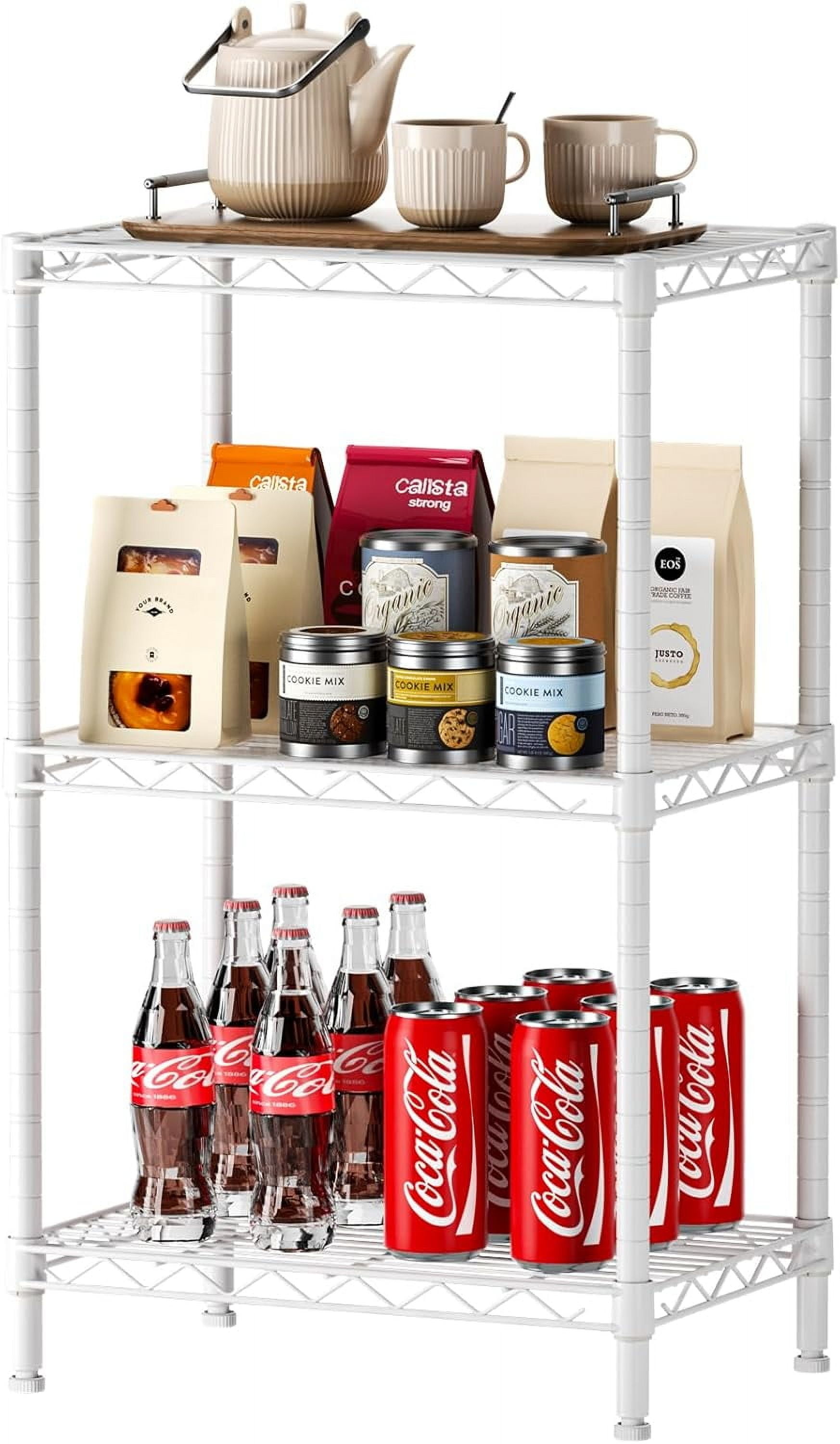 3 Small Shelves Storage Shelf Wire Shelving Unit Metal Shelf Adjustable ...
