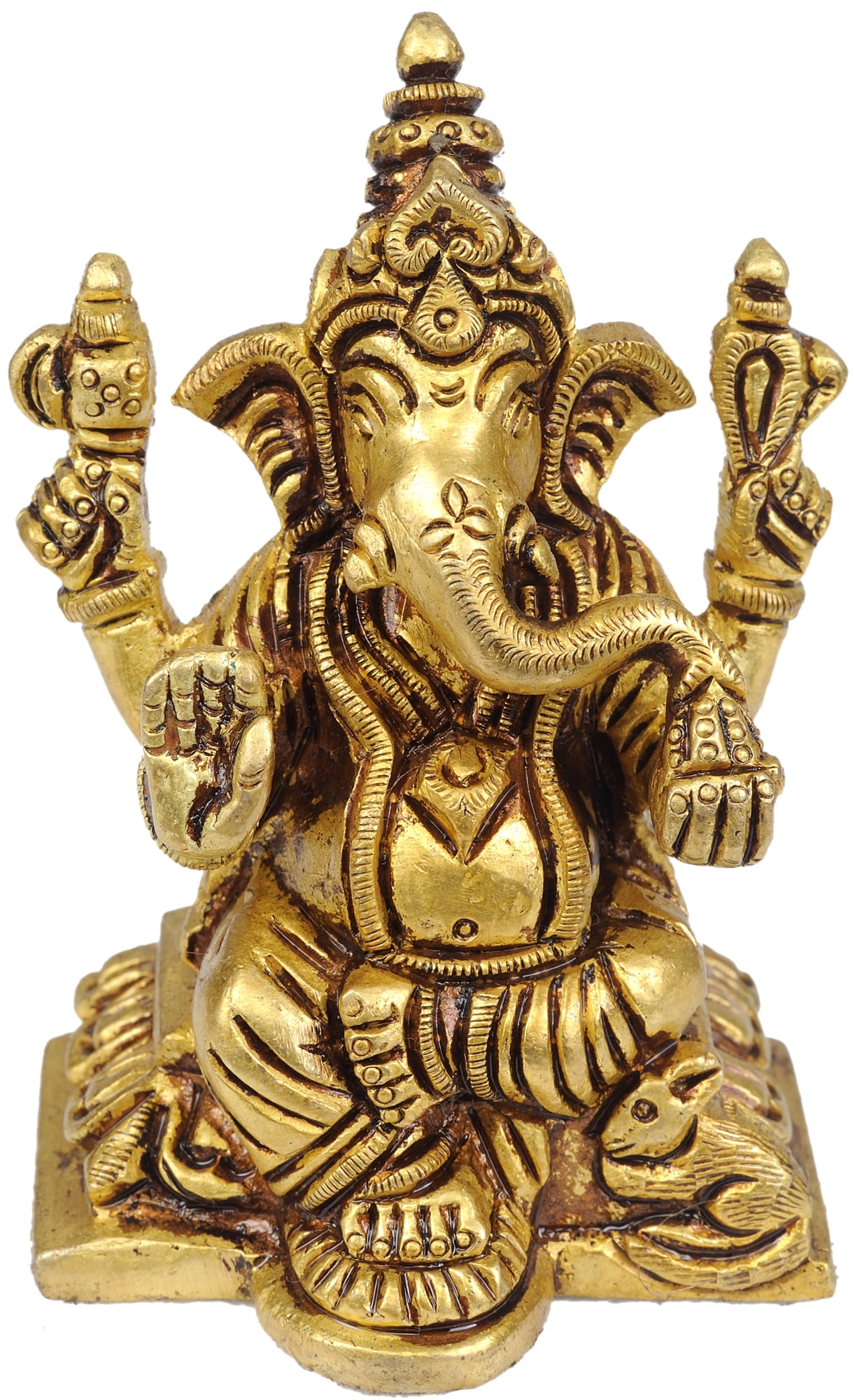 3" Small The Benevolent God Ganesha Small Statue in Brass - Brass ...