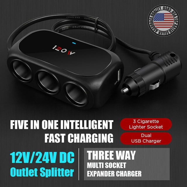 3 Socket Car Truck SUV Multi Cigarette Lighter Adapter Splitter Dual ...