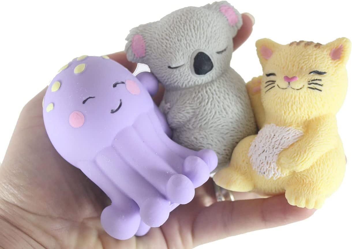 3 Soft Animal Stress Balls - Koala, Cat, Jellyfish - Soft Cream Doh ...