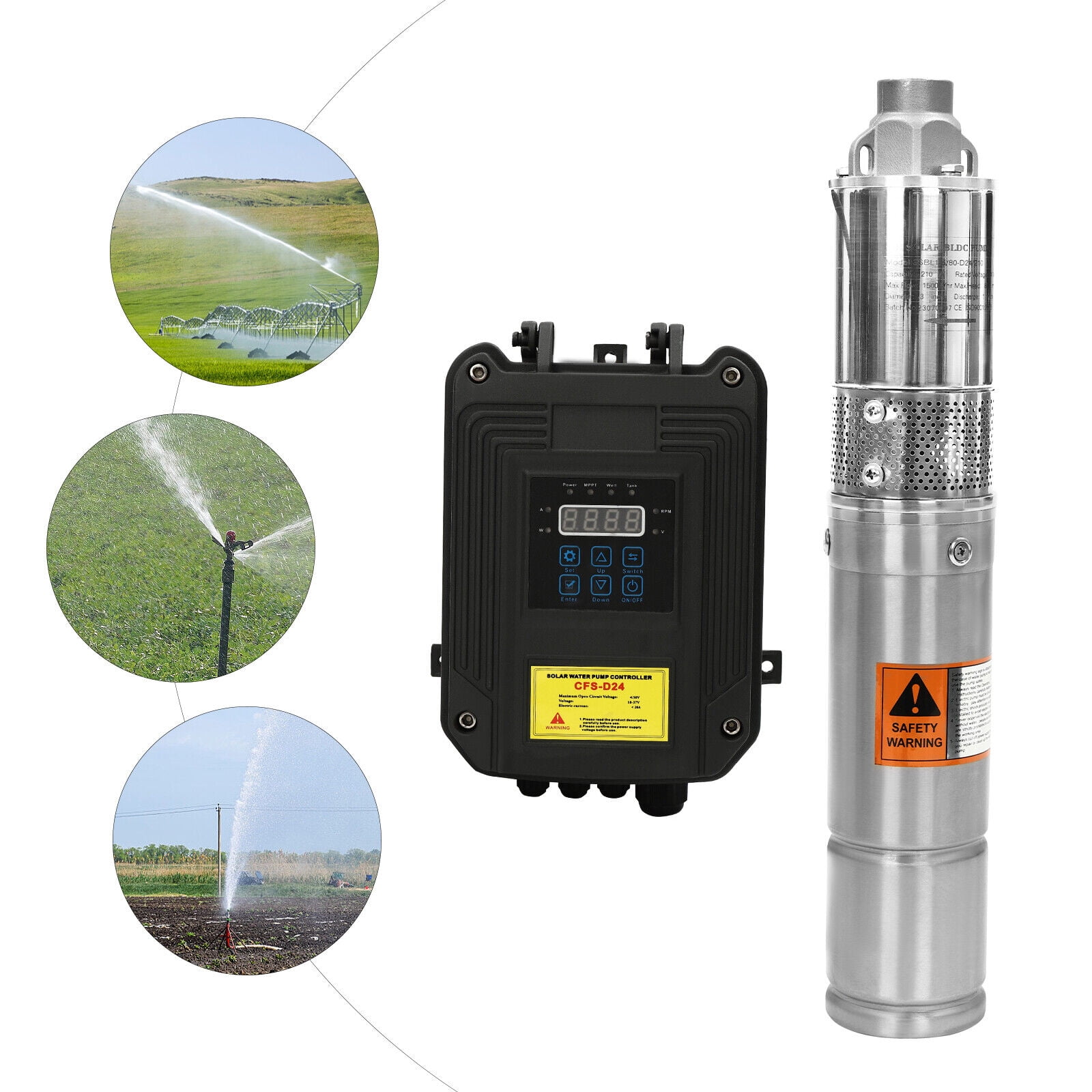 3" Solar Pump Submersible Pump Bore Deep Well Water Pump DC24V+ MPPT Controller - Walmart.com