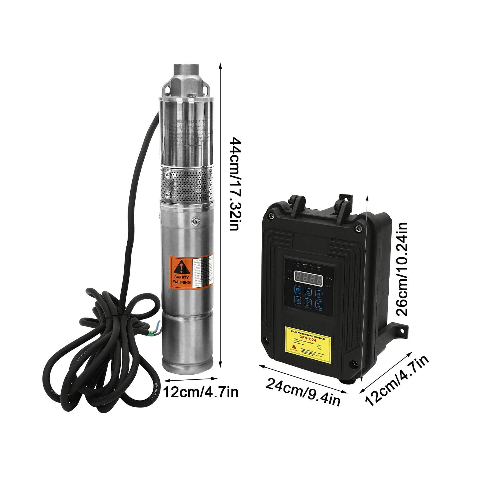3" Solar Pump Submersible Pump Bore Deep Well Water Pump & MPPT Controller DC24V - Walmart.com