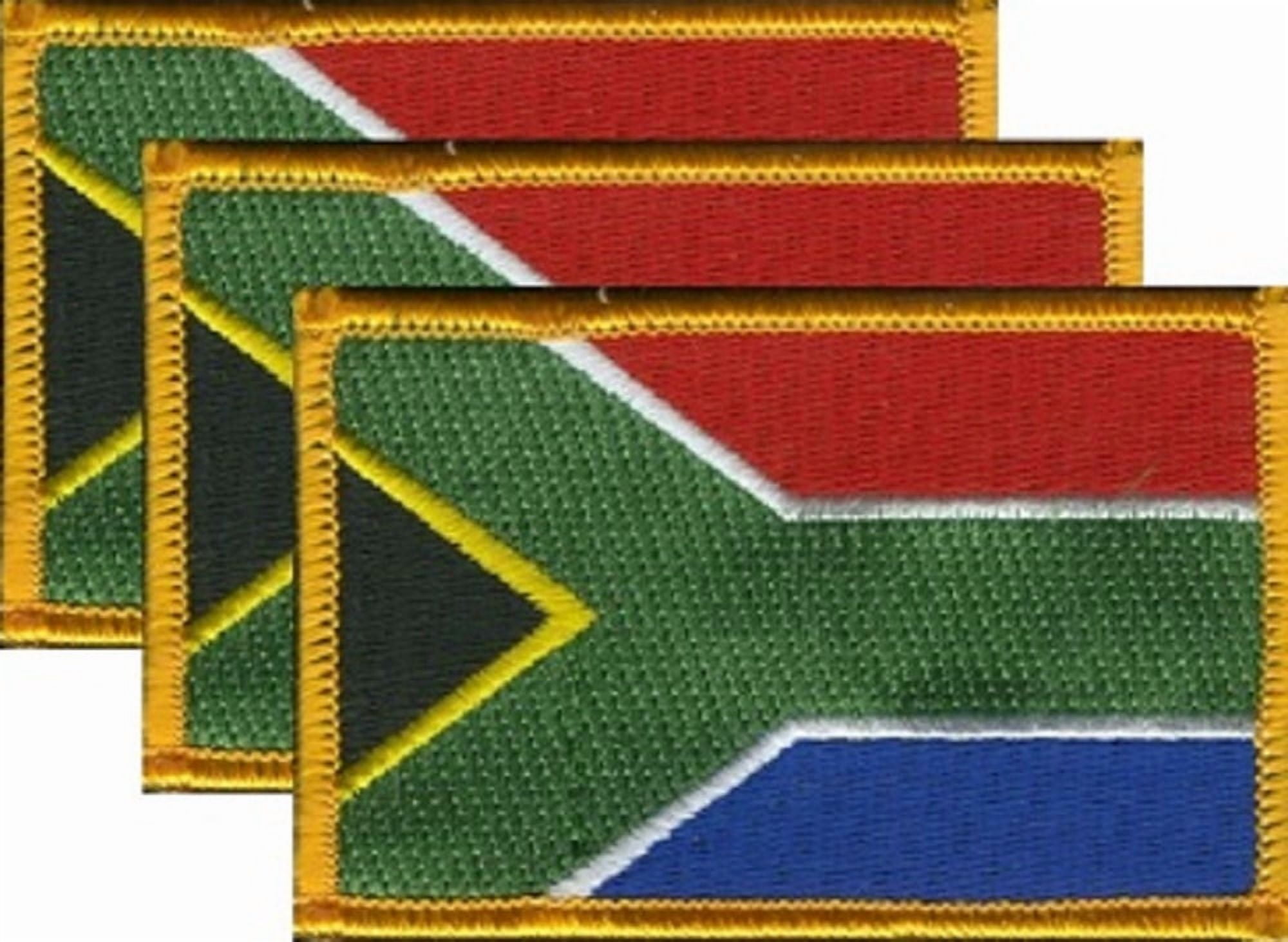 3 South Africa Flag Patches, Embroidered Iron On or Sew On, Measures 3. ...