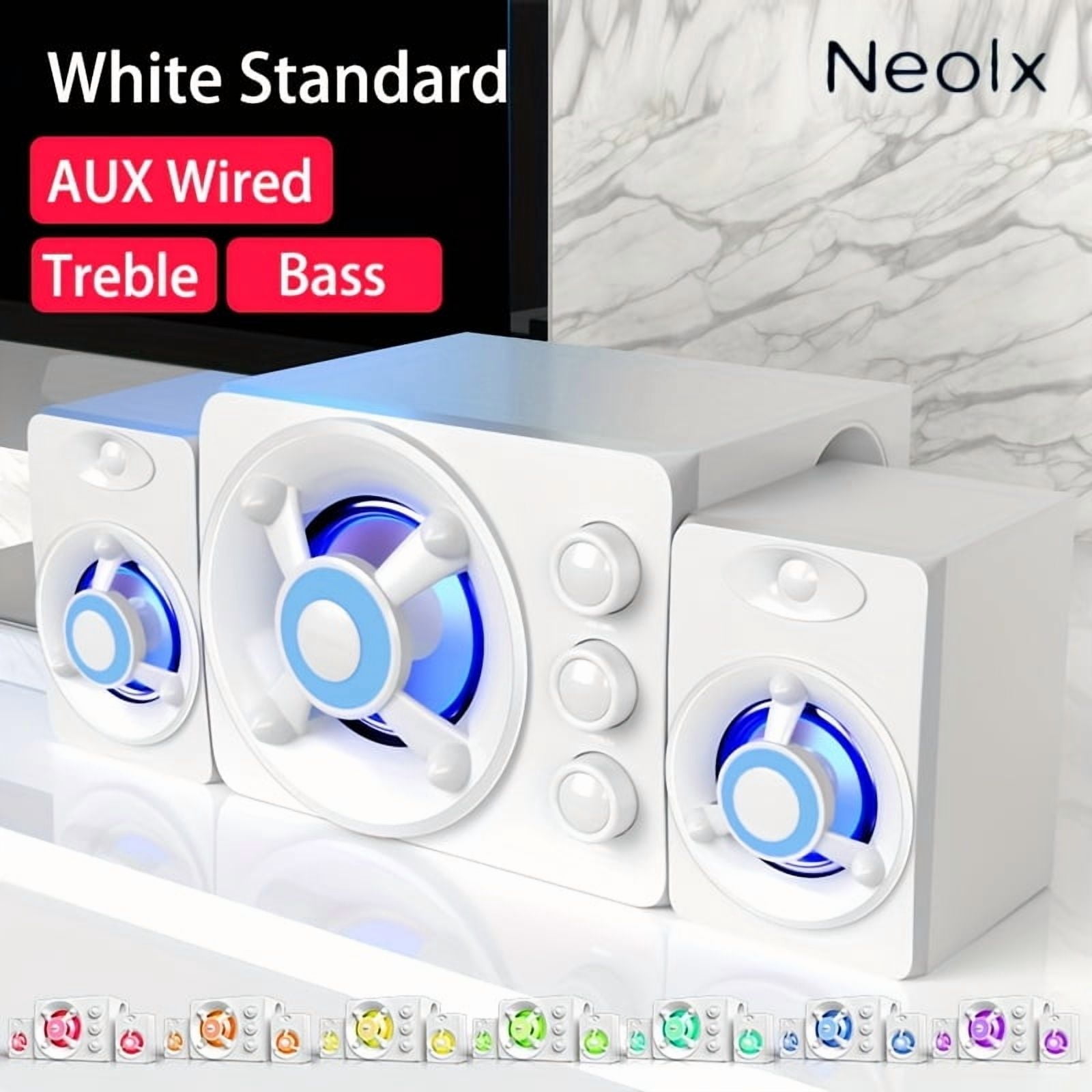 3-Speaker Split Computer Audio System with Bass & Treble Knob Control ...