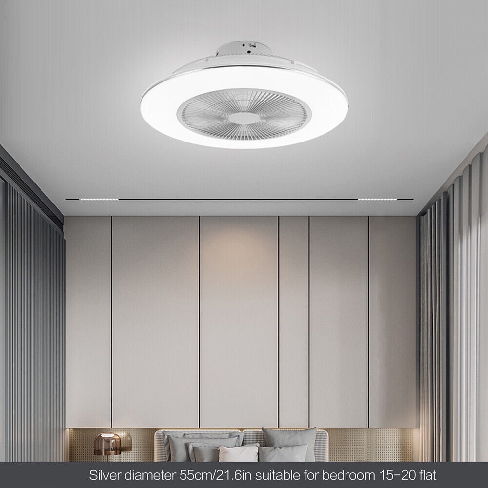 3-Speed Adjustable Modern Fan Lamp Invisible LED Ceiling Fan Light ...