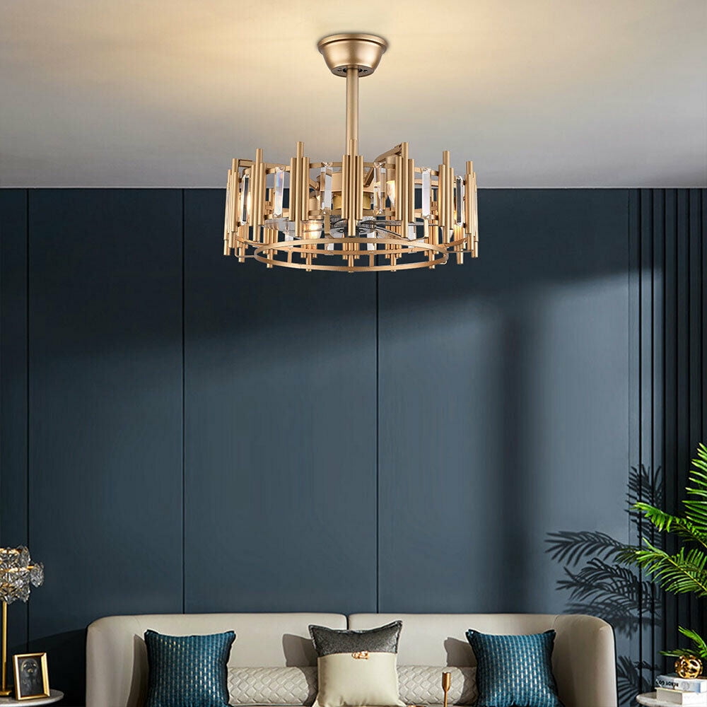 3 Speed Caged Ceiling Fan with Light 20" Modern Luxury Bladeless for ...