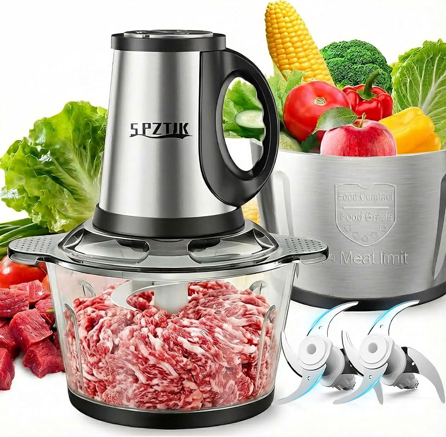 3-Speed Electric Food Processor: Meat Grinder, Ve table Chopper & Baby ...