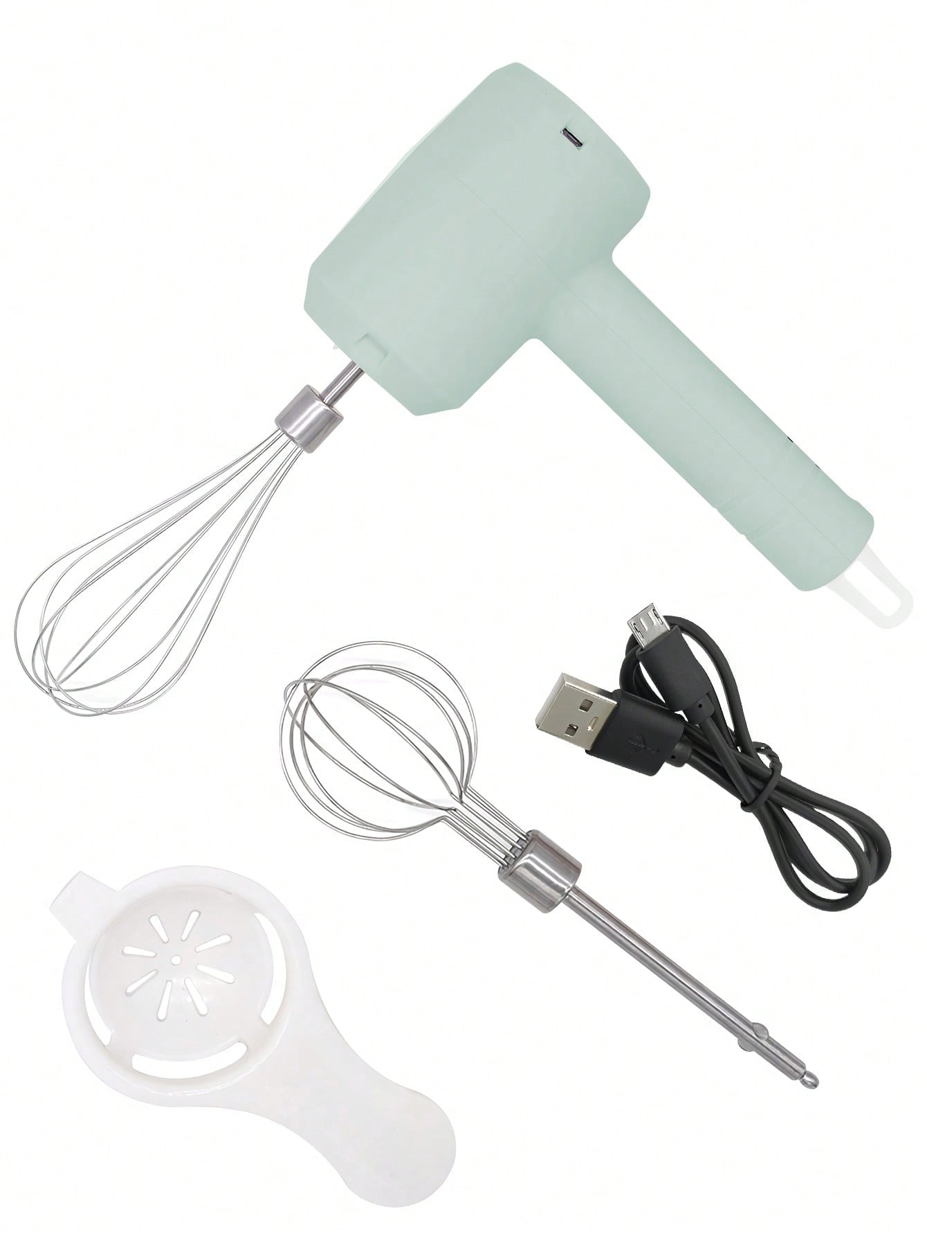 3-Speed Hand Mixer - USB Rechargeable, Cordless, Stainless Steel Dual ...