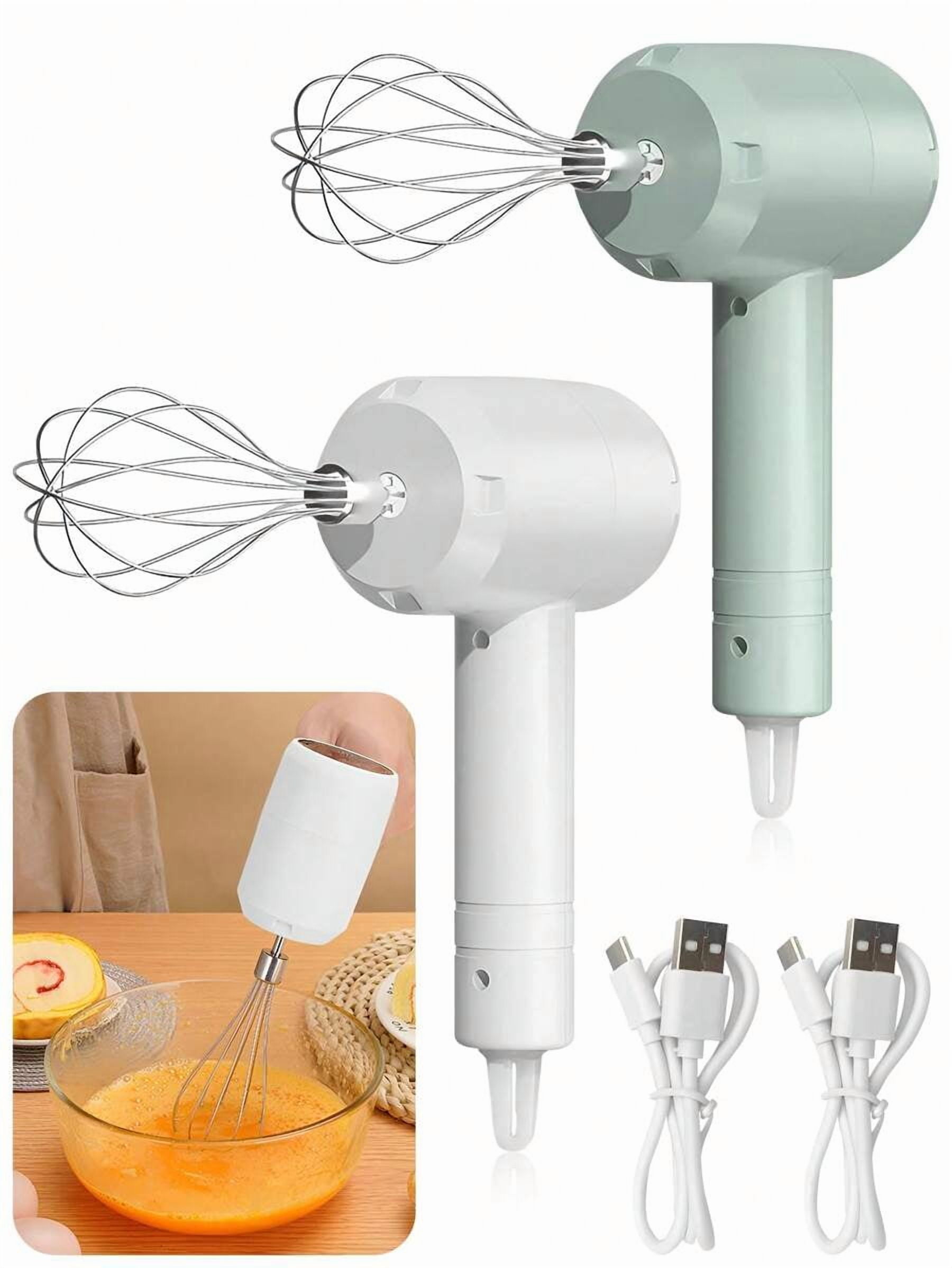 3-Speed Hand Mixer - USB Rechargeable, Cordless, Stainless Steel Dual ...