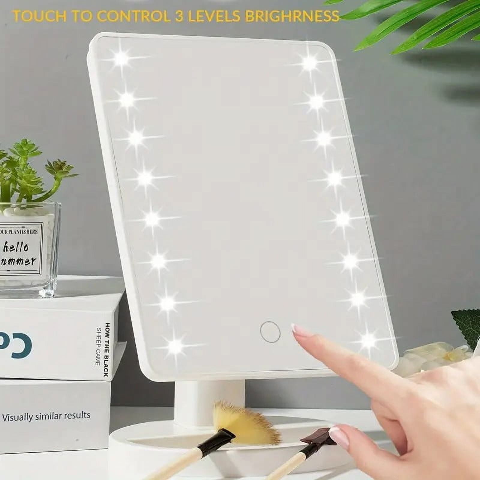 3-Speed LED Touch Screen Makeup Mirror with Adjustable Brightness ...