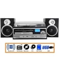 3-Speed Turntable with CD Player, FM Radio, Bluetooth & Wired Shelf ...