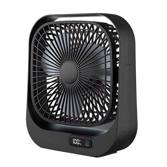 3 Speeds 360° Rotating Desktop Fan, LED Battery Display Rechargeable ...