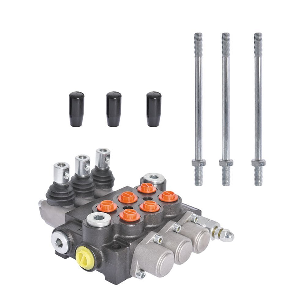 3 Spool Hydraulic Control Valve Double Acting 13 GPM 3600 PSI SAE Ports ...