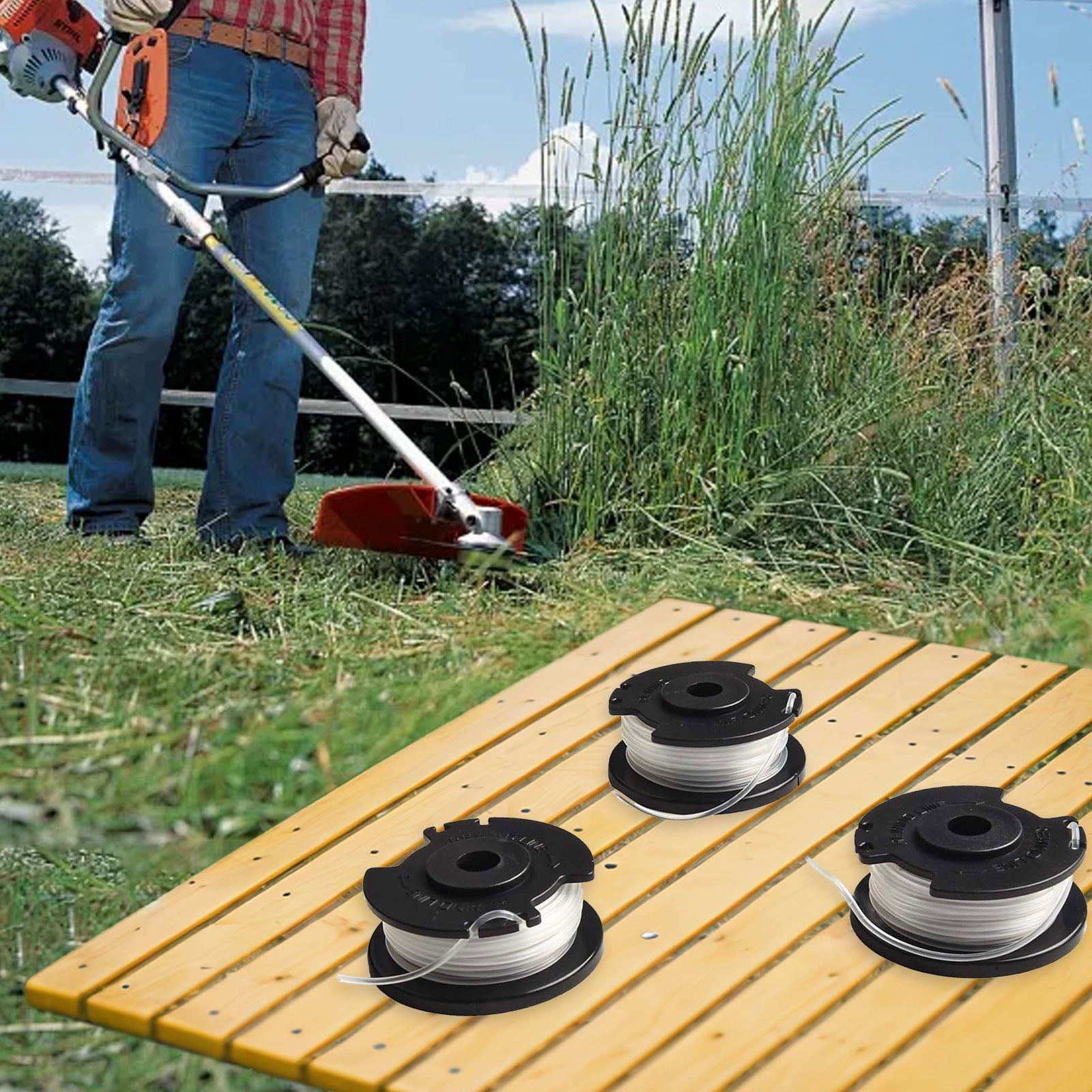 3× Spool Line Spool For Grass Trimmer GE-CT 18/28 Li And 18/28 Li TC ...