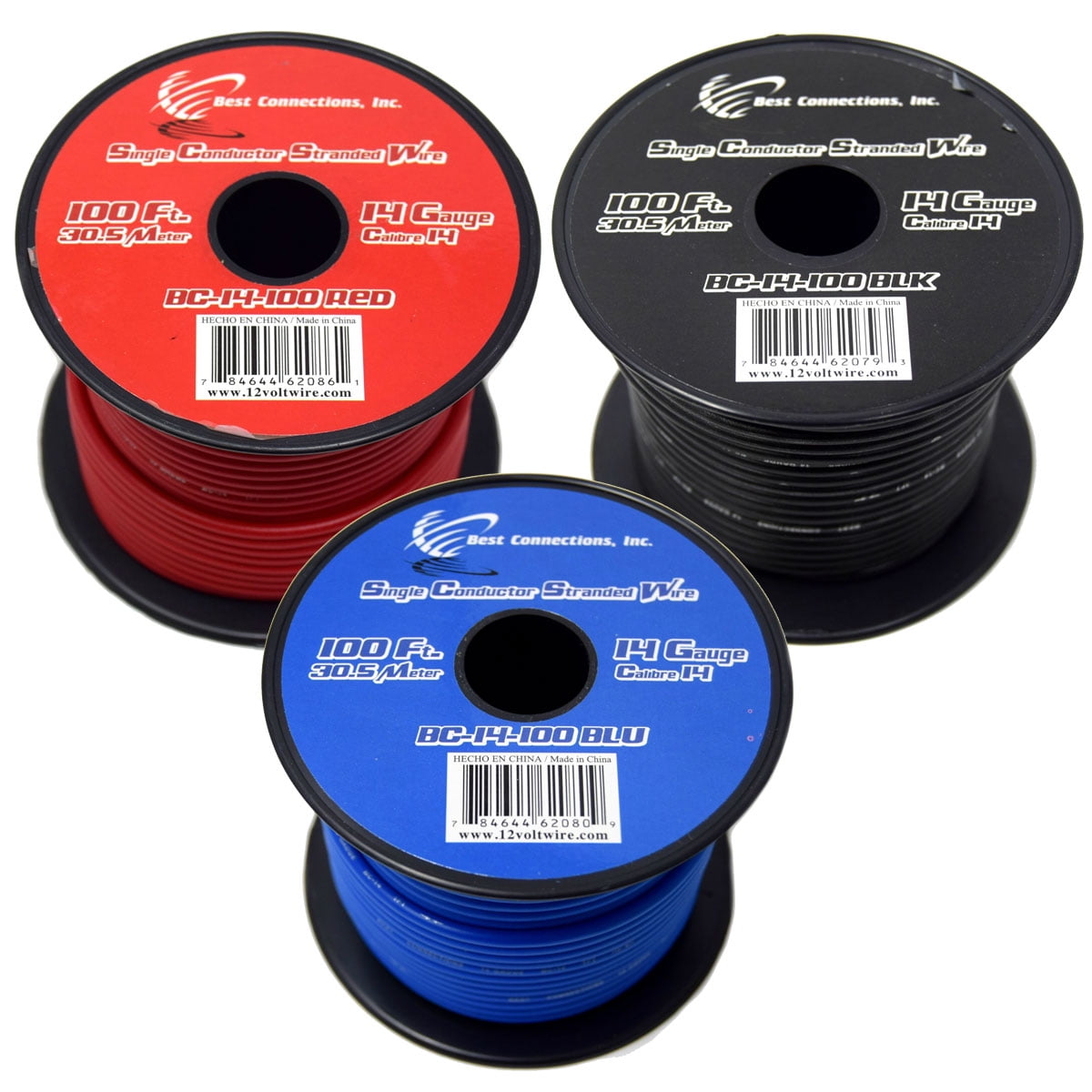 Best Connections 3 Spools 100 Feet 14 Gauge Power Remote Wire Cable ...