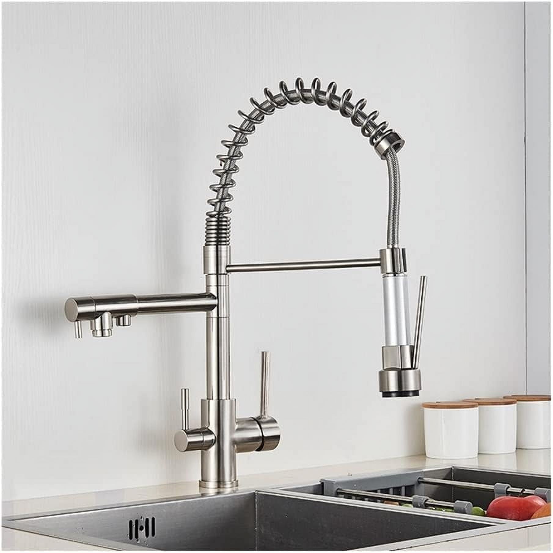3-Spout Kitchen Faucet with Drinking Water Filter, 360 Degree Rotation ...