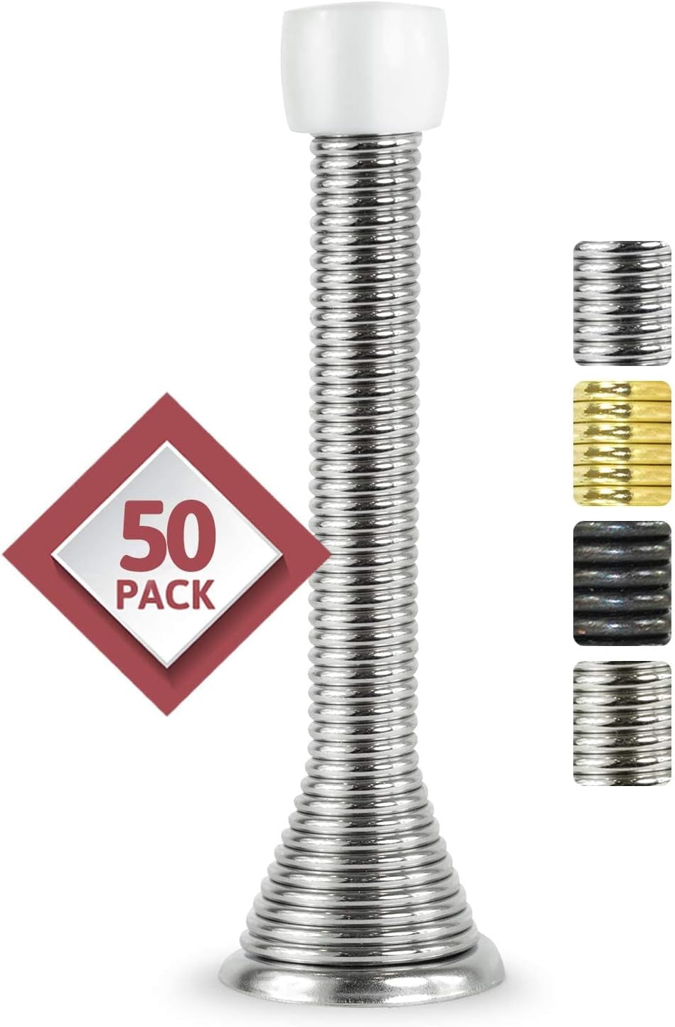 (3 ⅛) Spring Door Stopper (50 Pack) | Flexible Heavy Duty Door Stop for ...