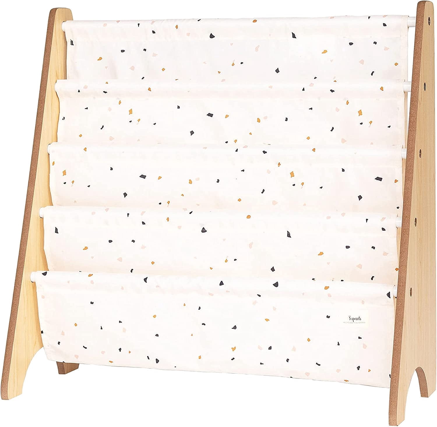 3 Sprouts Kids Book Rack Recycled Fabric Cream Terrazzo for Ages 3 ...