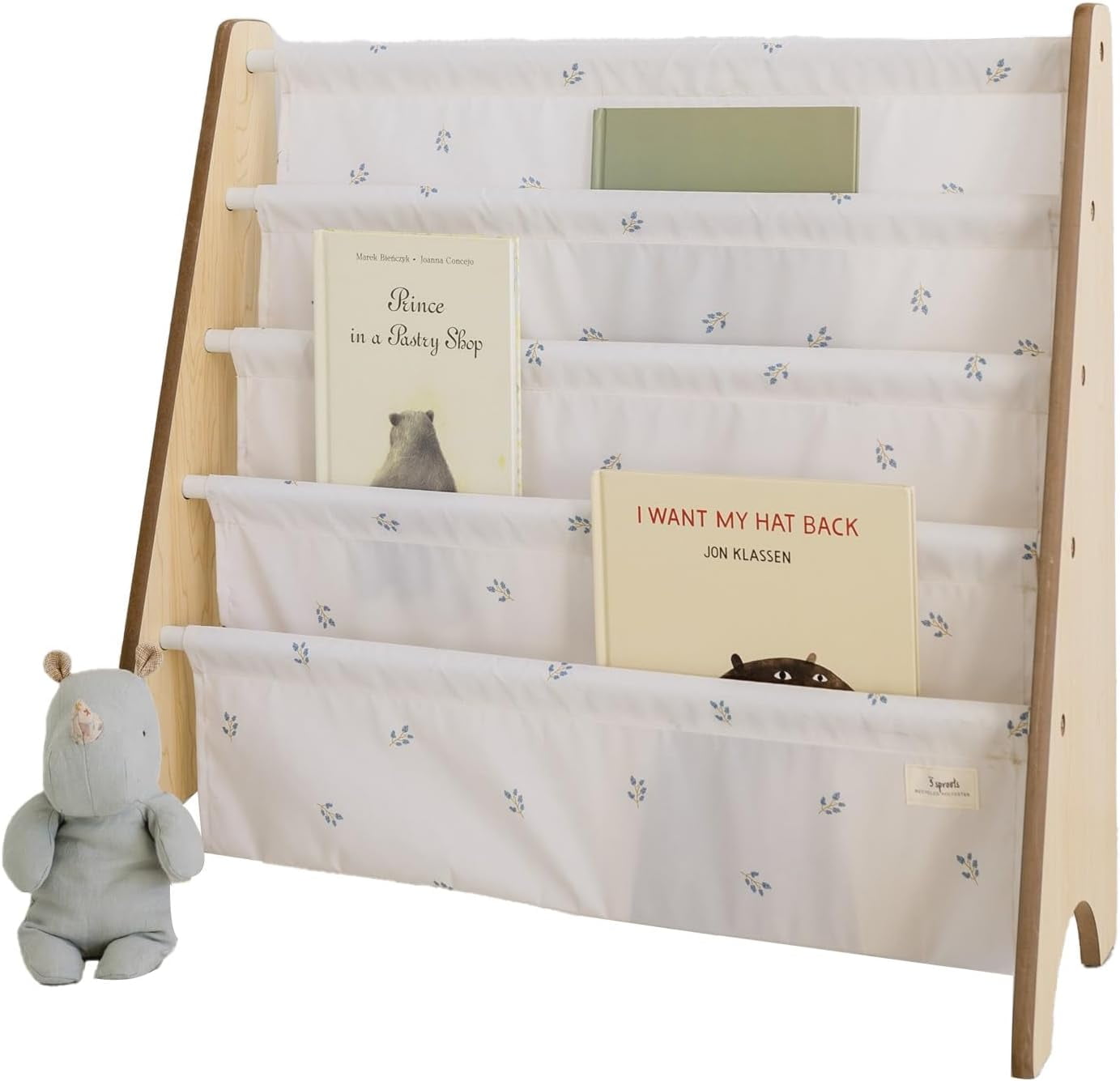 3 Sprouts Recycled Fabric Kids Bookshelf – 4-Tier Sling Book Rack ...